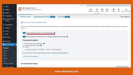 ปลั๊กอิน WordPress | WP Optimize ลดขนาดรูปภาพอัตโนมัติ - SEO In need